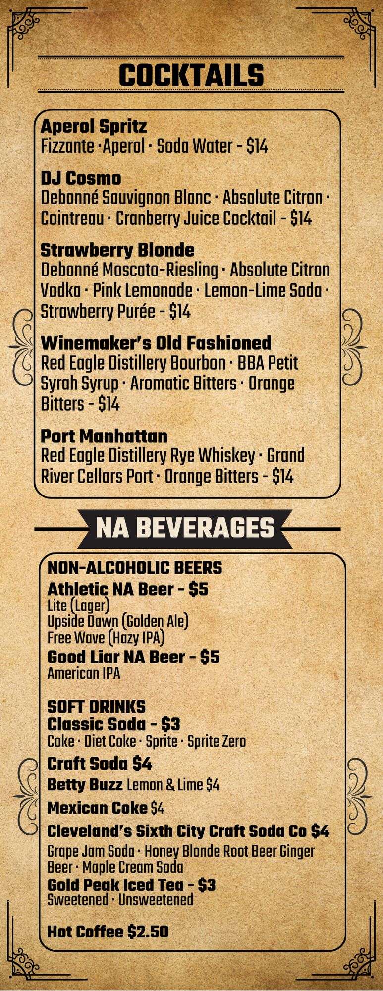 Menu - Corkscrew Taphouse