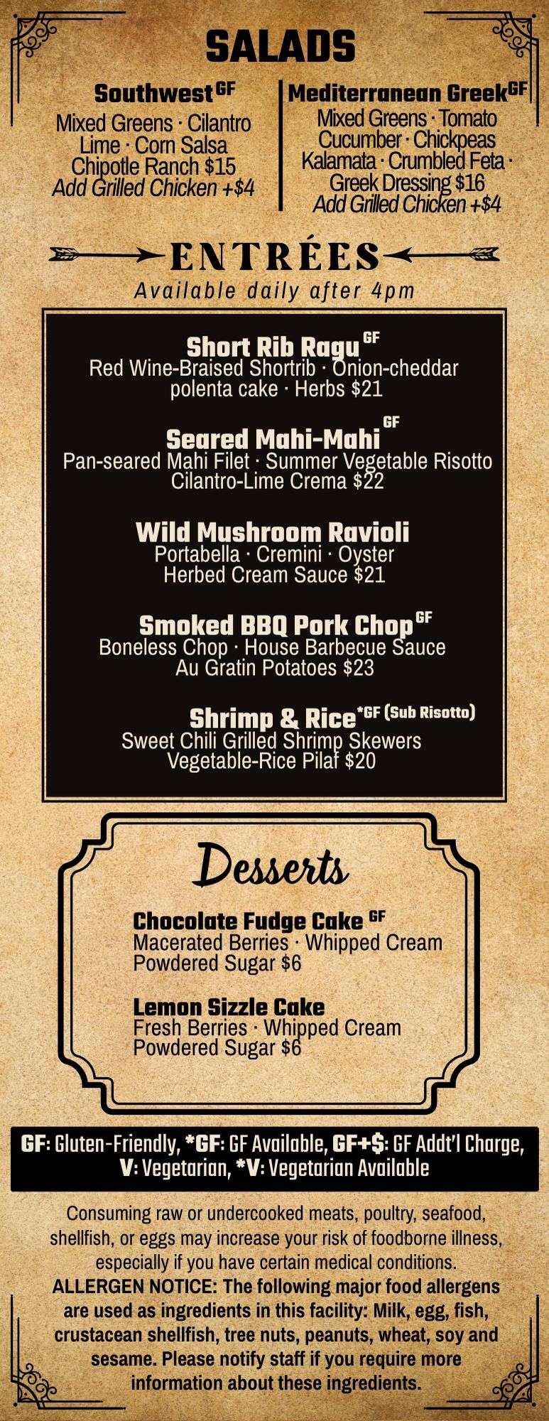 Menu - Corkscrew Taphouse