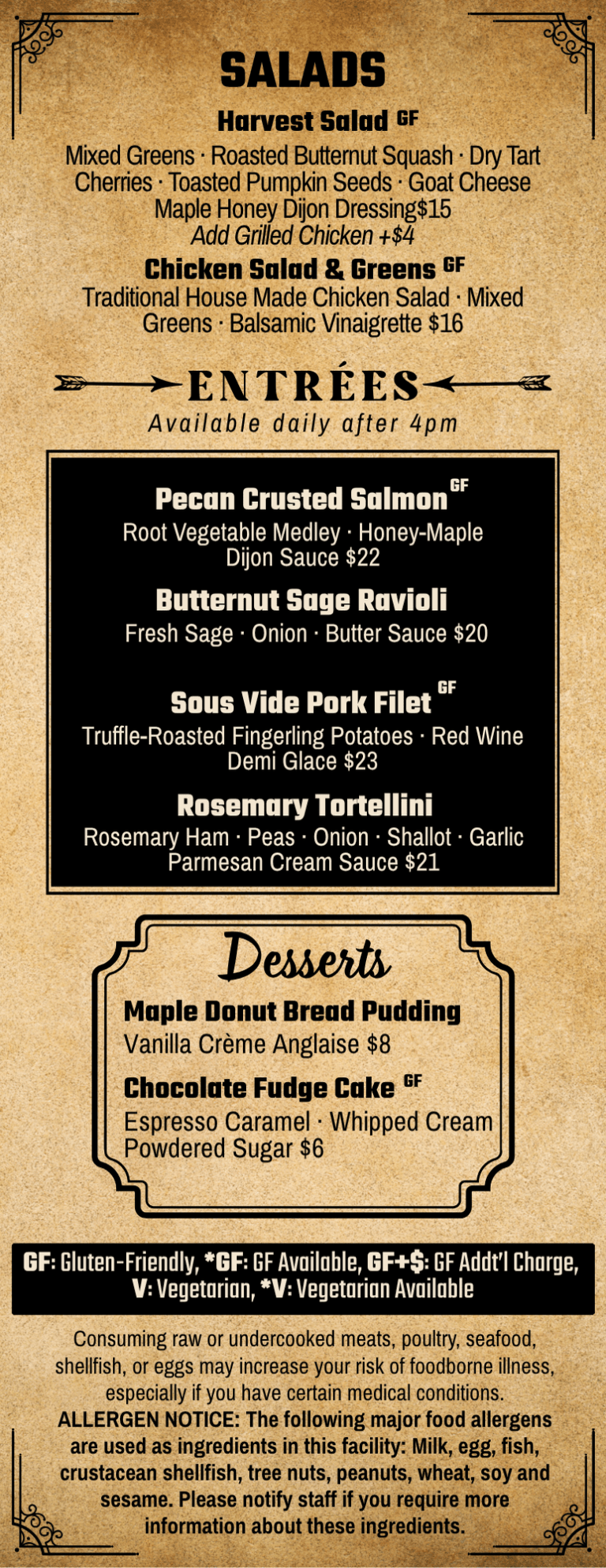 Menu - Corkscrew Taphouse